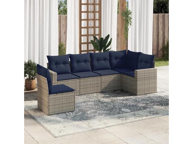 Click here for vidaXL 6 Piece Patio Sofa Set with Cushions Gray P... prices