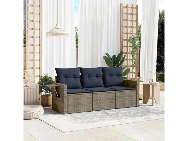 Click here for vidaXL 3 Piece Garden Sofa Set with Cushions Grey... prices