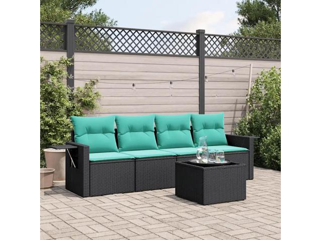Click here for vidaXL 5 Piece Garden Sofa Set with Cushions Black... prices