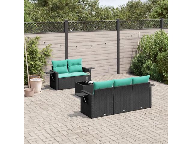Click here for vidaXL 6 Piece Garden Sofa Set with Cushions Black... prices