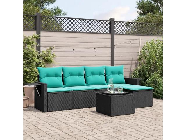Click here for vidaXL 6 Piece Garden Sofa Set with Cushions Black... prices