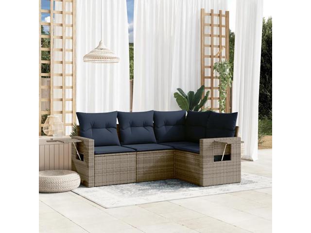 Click here for vidaXL 4 Piece Garden Sofa Set with Cushions Grey... prices