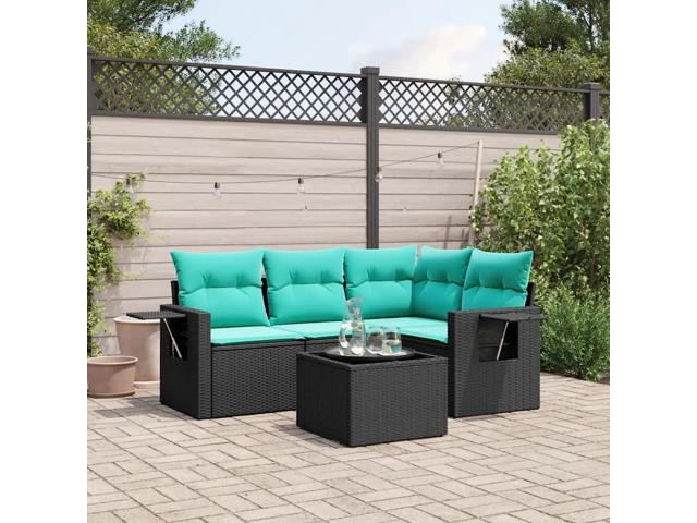 Click here for vidaXL 5 Piece Garden Sofa Set with Cushions Black... prices