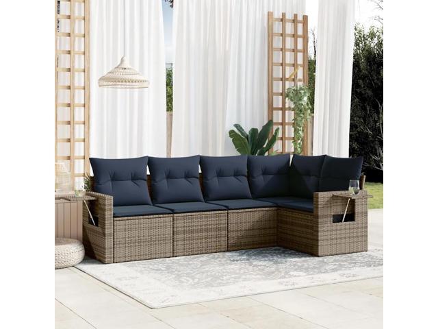 Click here for vidaXL 5 Piece Garden Sofa Set with Cushions Grey... prices
