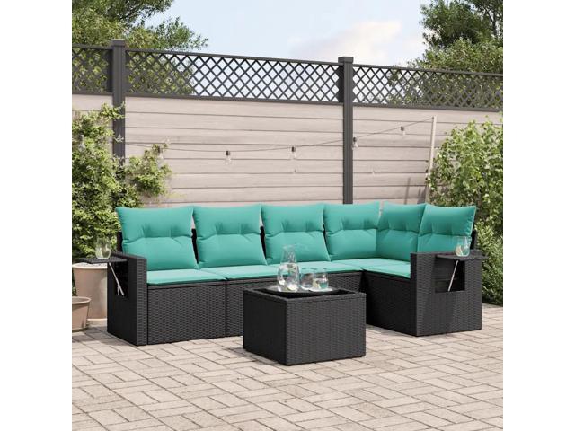 Click here for vidaXL 6 Piece Garden Sofa Set with Cushions Black... prices