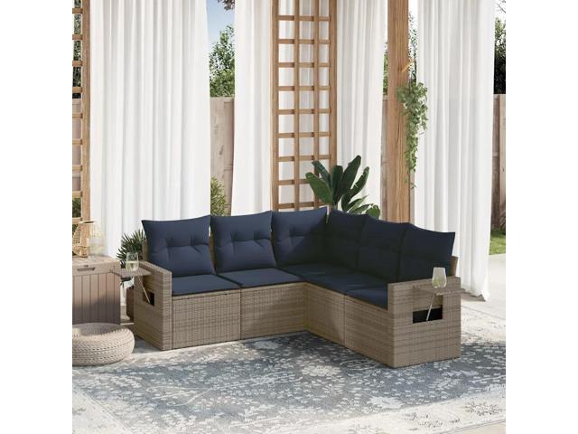 Click here for vidaXL 5 Piece Garden Sofa Set with Cushions Grey... prices