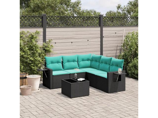 Click here for vidaXL 6 Piece Garden Sofa Set with Cushions Black... prices