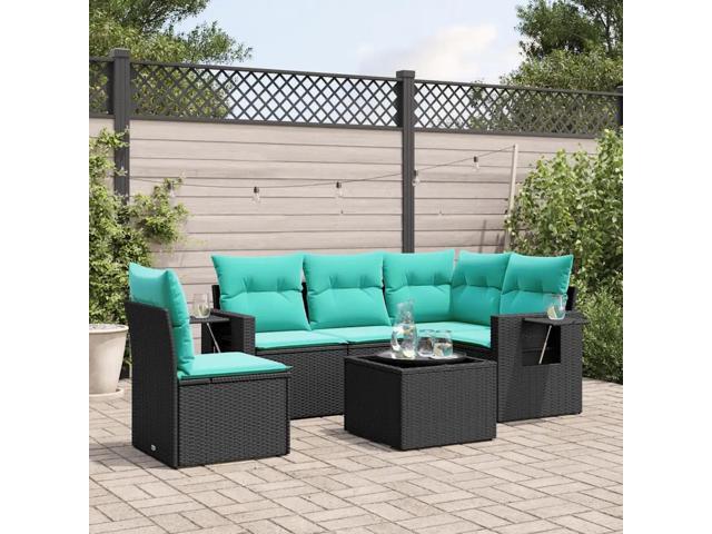 Click here for vidaXL 6 Piece Garden Sofa Set with Cushions Black... prices