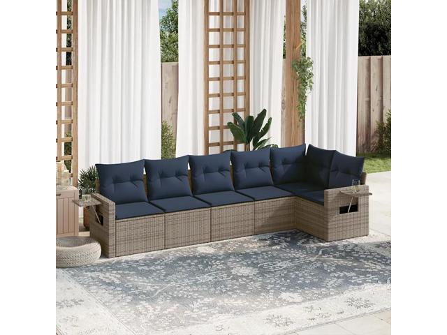 Click here for vidaXL 6 Piece Garden Sofa Set with Cushions Grey... prices