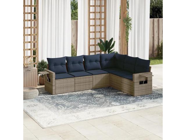 Click here for vidaXL 6 Piece Garden Sofa Set with Cushions Grey... prices