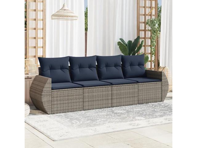 Click here for vidaXL 4 Piece Patio Sofa Set with Cushions Gray P... prices