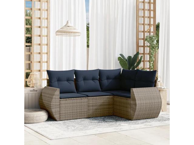 Click here for vidaXL 4 Piece Garden Sofa Set with Cushions Grey... prices