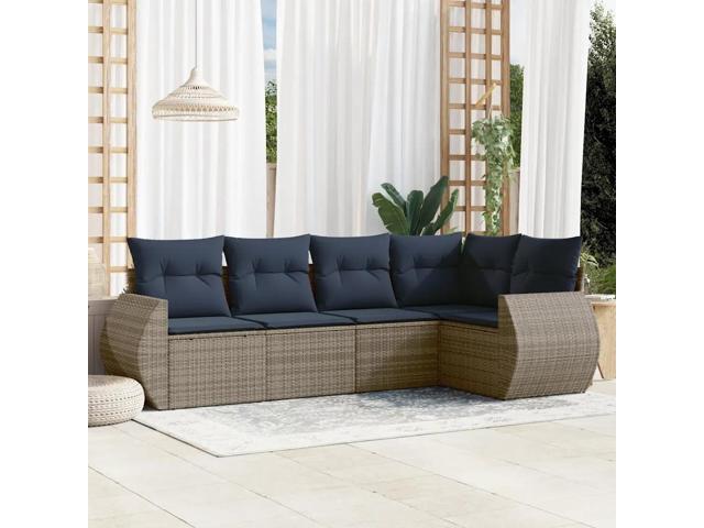 Click here for vidaXL 5 Piece Garden Sofa Set with Cushions Grey... prices