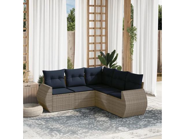 Click here for vidaXL 5 Piece Garden Sofa Set with Cushions Grey... prices