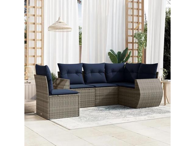 Click here for vidaXL 5 Piece Garden Sofa Set with Cushions Grey... prices