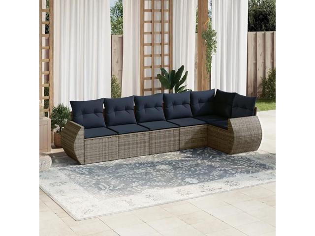 Click here for vidaXL 6 Piece Garden Sofa Set with Cushions Grey... prices