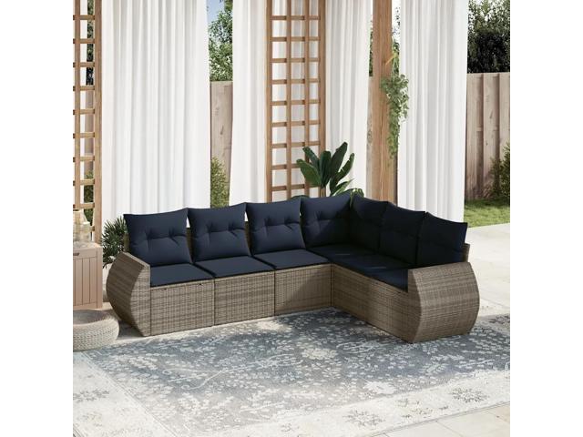 Click here for vidaXL 6 Piece Garden Sofa Set with Cushions Grey... prices