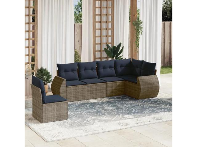 Click here for vidaXL 6 Piece Garden Sofa Set with Cushions Grey... prices