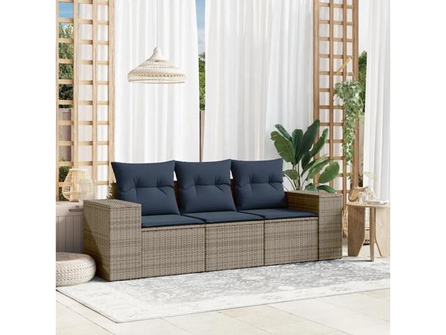 Click here for vidaXL 3 Piece Garden Sofa Set with Cushions Grey... prices