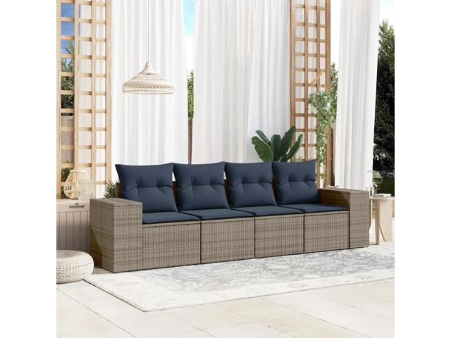 Click here for vidaXL 4 Piece Garden Sofa Set with Cushions Grey... prices