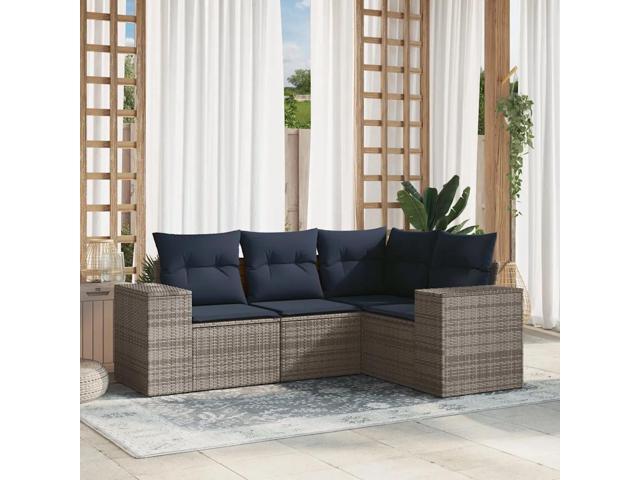 Click here for vidaXL 4 Piece Garden Sofa Set with Cushions Grey... prices