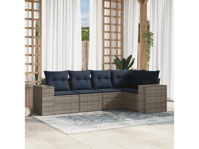 Click here for vidaXL 5 Piece Garden Sofa Set with Cushions Grey... prices