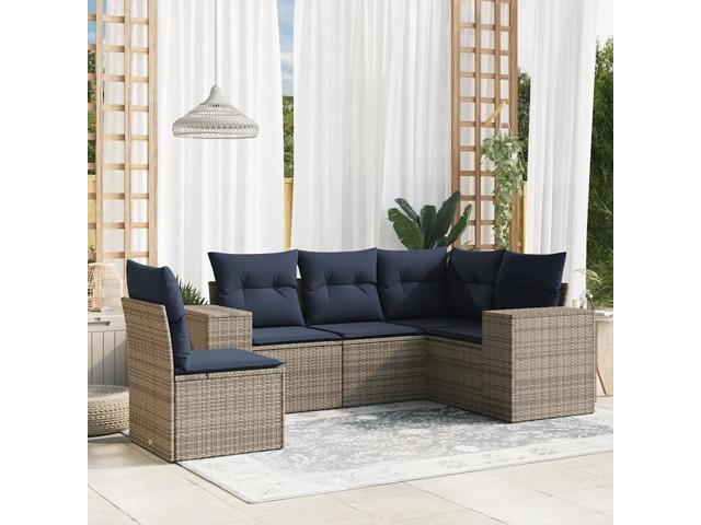 Click here for vidaXL 5 Piece Patio Sofa Set with Cushions Gray P... prices