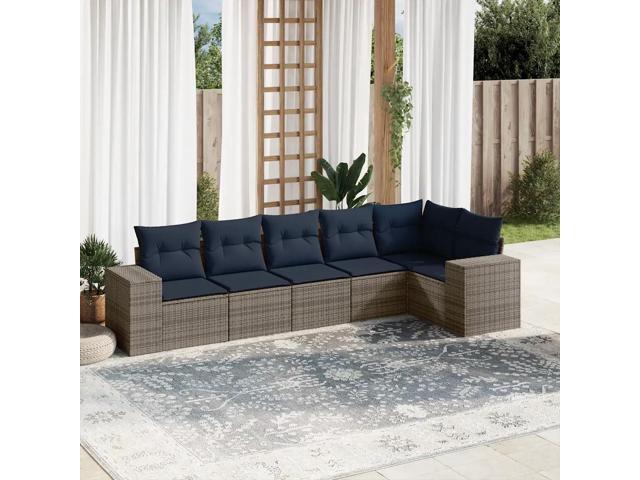 Click here for vidaXL 6 Piece Garden Sofa Set with Cushions Grey... prices