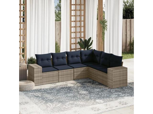 Click here for vidaXL 6 Piece Garden Sofa Set with Cushions Grey... prices