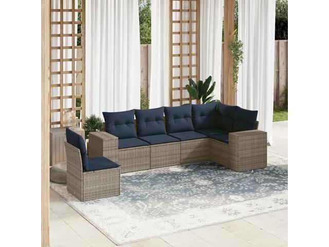 Click here for vidaXL 6 Piece Garden Sofa Set with Cushions Grey... prices