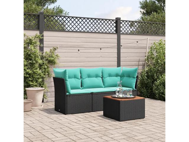 Click here for vidaXL 4 Piece Patio Sofa Set with Cushions Black... prices