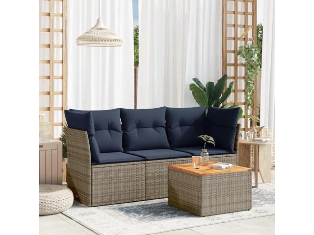 Click here for vidaXL 4 Piece Patio Sofa Set with Cushions Gray P... prices