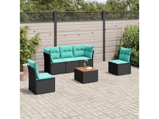 Click here for vidaXL 6 Piece Patio Sofa Set with Cushions Black... prices
