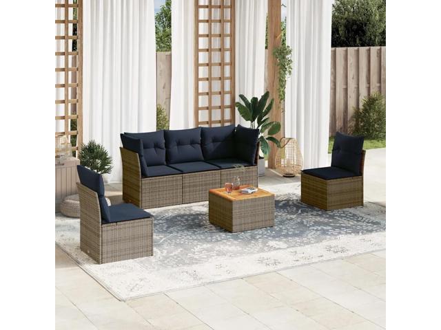 Click here for vidaXL 6 Piece Patio Sofa Set with Cushions Gray P... prices