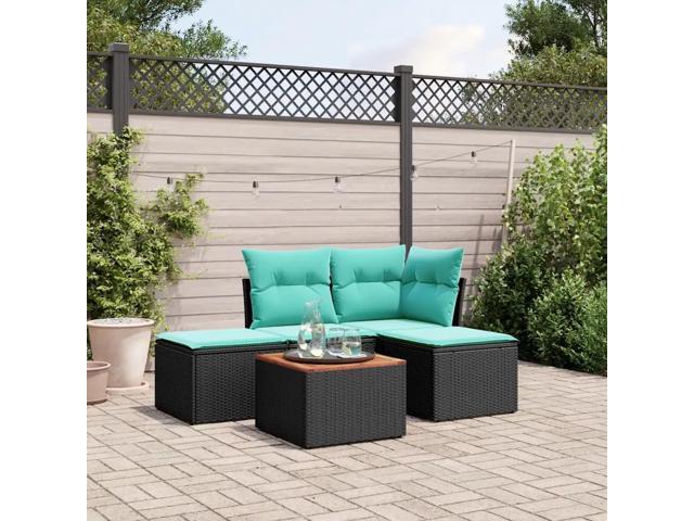 Click here for vidaXL 5 Piece Patio Sofa Set with Cushions Black... prices