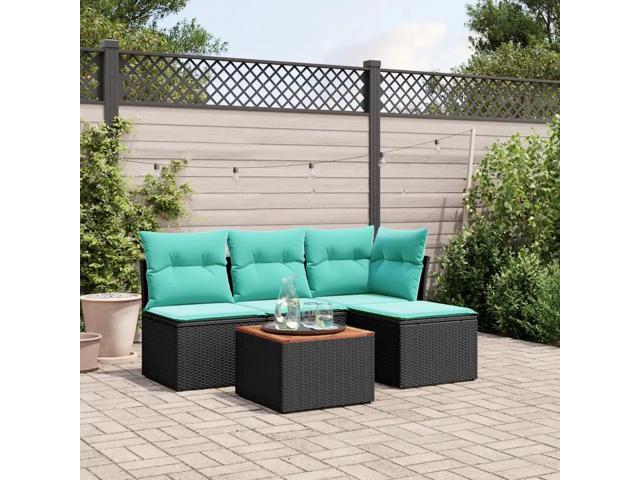 Click here for vidaXL 5 Piece Patio Sofa Set with Cushions Black... prices