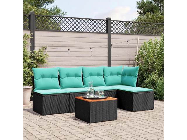Click here for vidaXL 6 Piece Patio Sofa Set with Cushions Black... prices