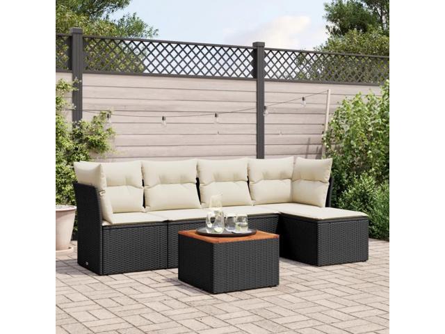 Click here for vidaXL Garden Sofa Set Black and brown with cream... prices