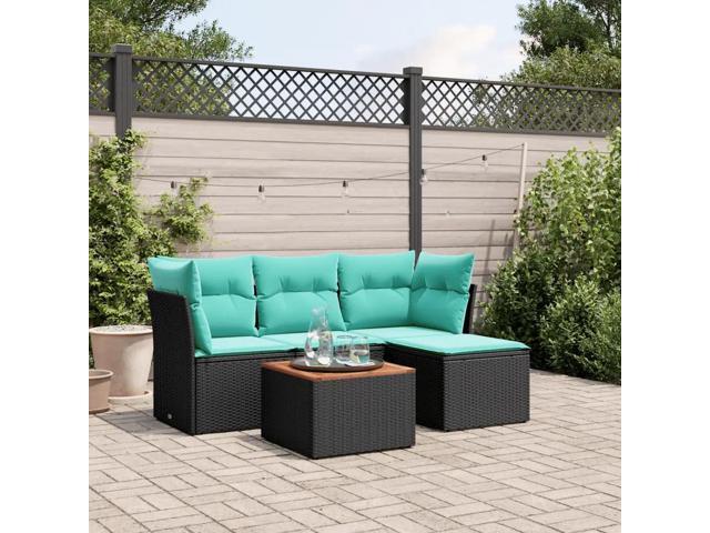 Click here for vidaXL 5 Piece Patio Sofa Set with Cushions Black... prices