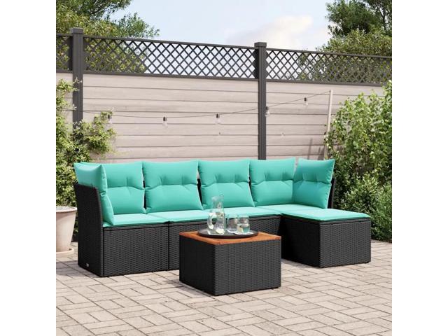 Click here for vidaXL 6 Piece Patio Sofa Set with Cushions Black... prices