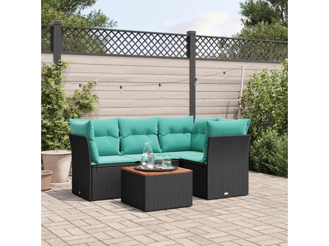 Click here for vidaXL 5 Piece Patio Sofa Set with Cushions Black... prices