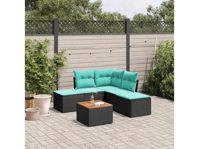 Click here for vidaXL 6 Piece Patio Sofa Set with Cushions Black... prices