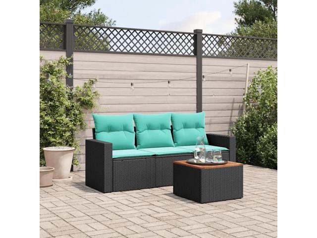 Click here for vidaXL 4 Piece Patio Sofa Set with Cushions Black... prices