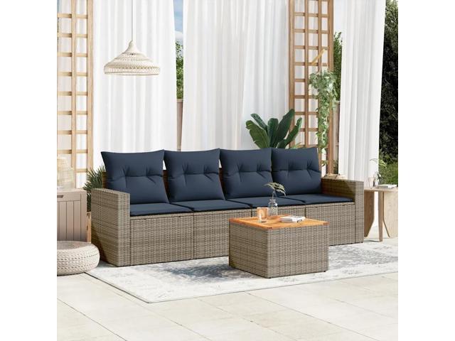 Click here for vidaXL 5 Piece Patio Sofa Set with Cushions Gray P... prices