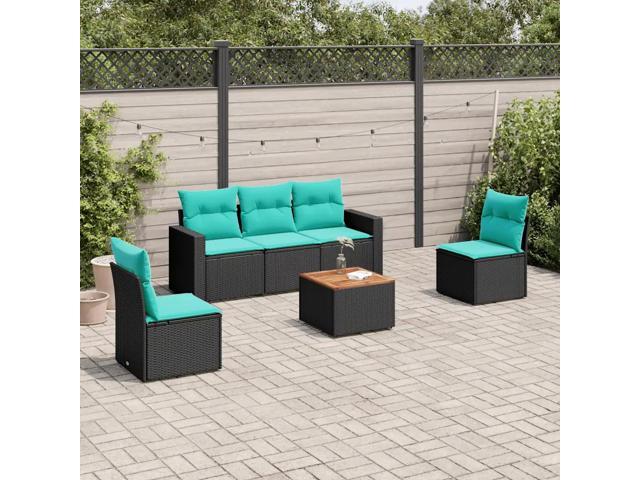 Click here for vidaXL 6 Piece Patio Sofa Set with Cushions Black... prices