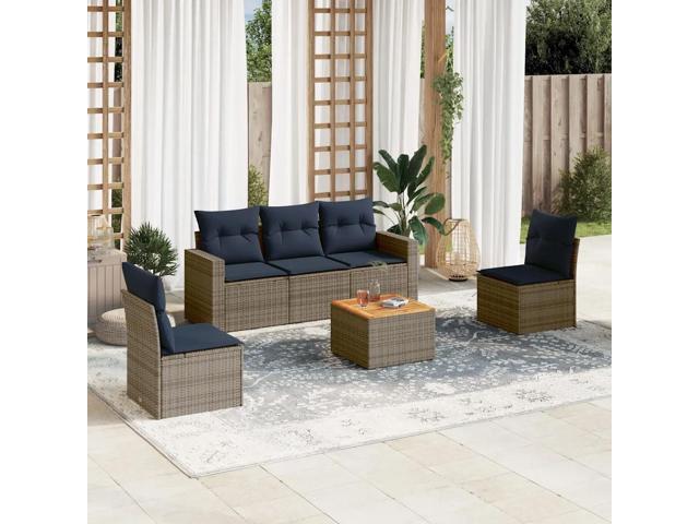 Click here for vidaXL 6 Piece Patio Sofa Set with Cushions Gray P... prices