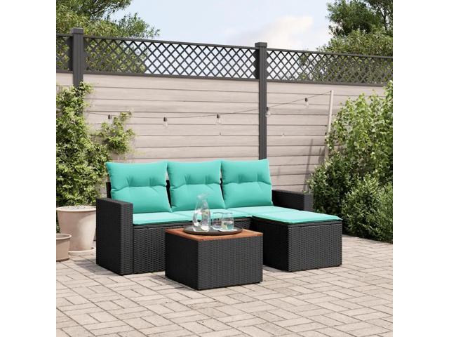 Click here for vidaXL 5 Piece Patio Sofa Set with Cushions Black... prices