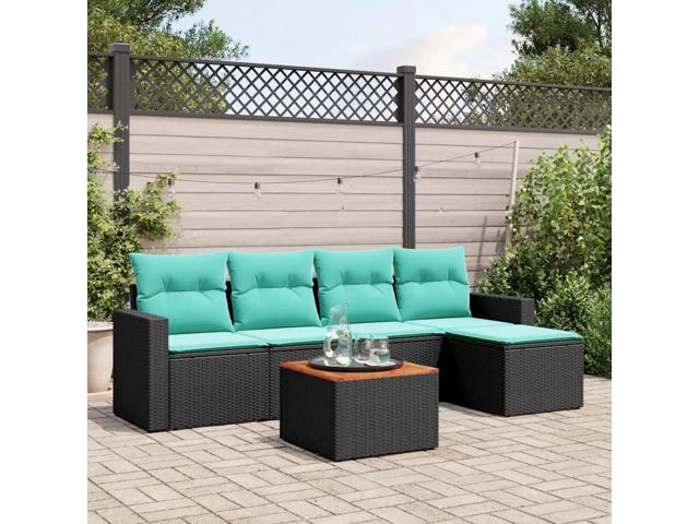 Click here for vidaXL 6 Piece Patio Sofa Set with Cushions Black... prices