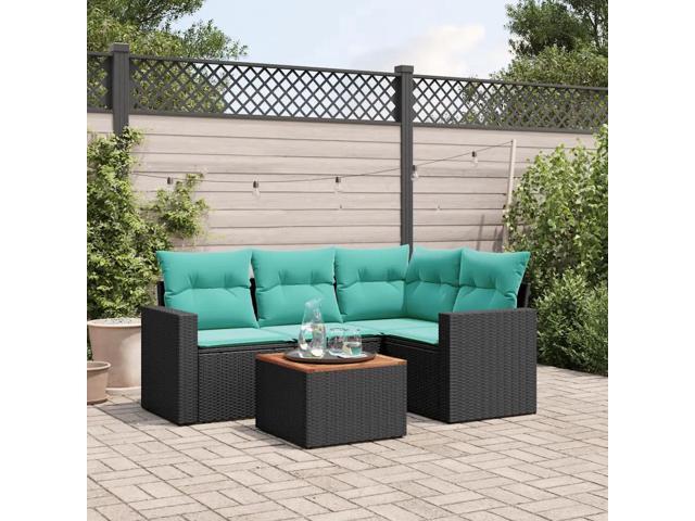 Click here for vidaXL 5 Piece Patio Sofa Set with Cushions Black... prices
