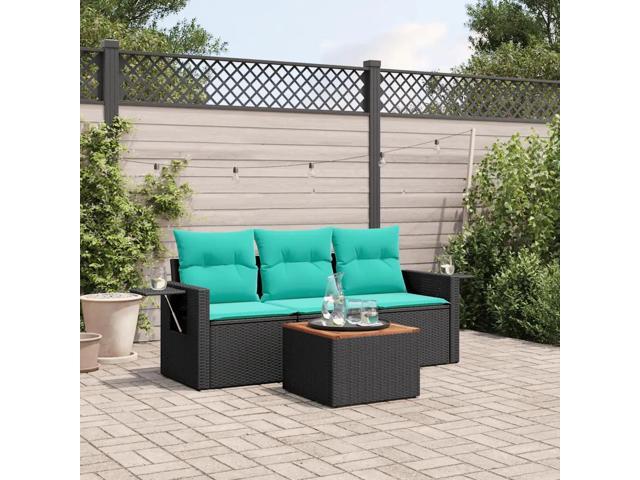 Click here for vidaXL 4 Piece Garden Sofa Set with Cushions Black... prices